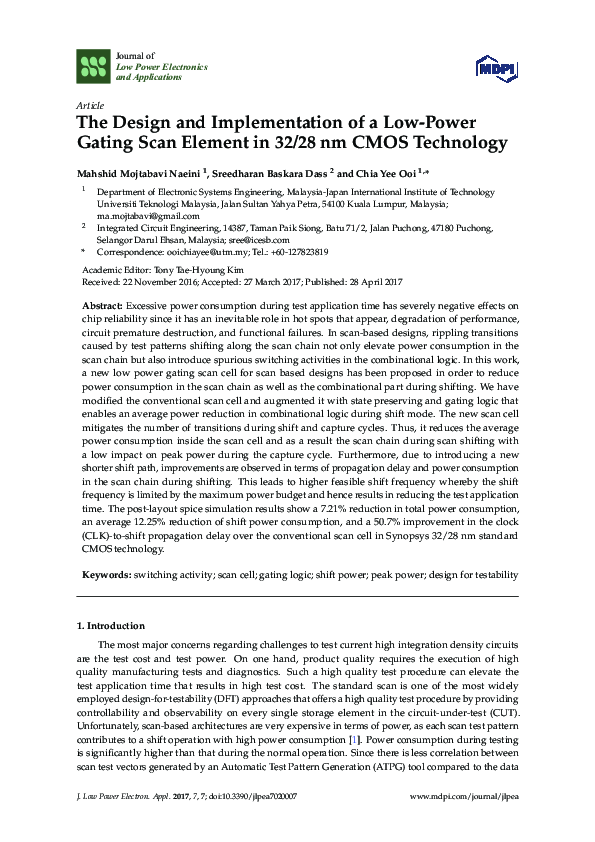 Pdf The Design And Implementation Of A Low Power Gating Scan Element