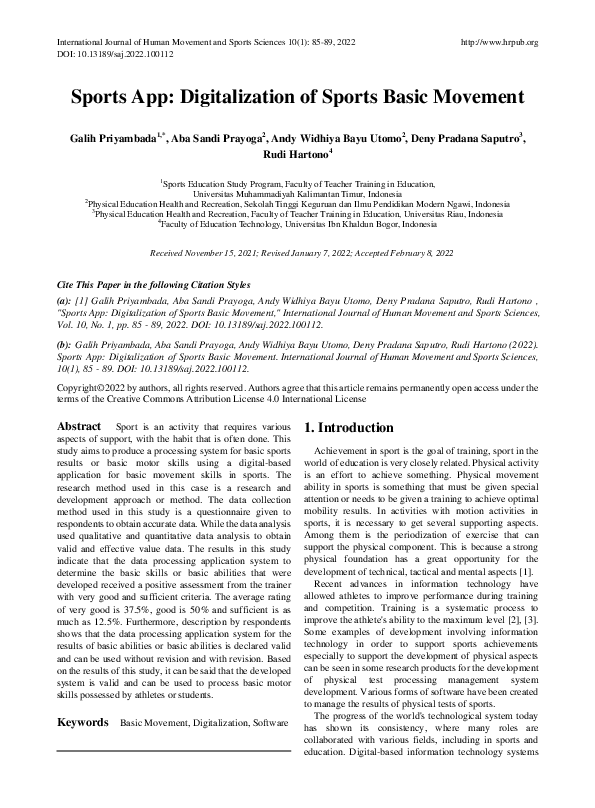 (PDF) Sports App: Digitalization of Sports Basic Movement