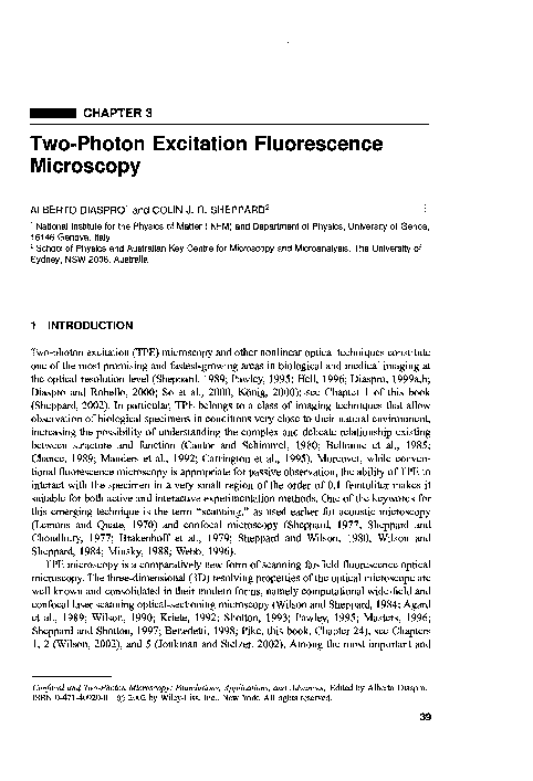 (PDF) Two-Photon Excitation Fluorescence Microscopy