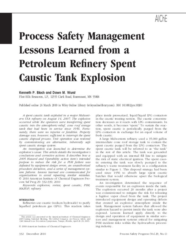 (PDF) Process safety management lessons learned from a petroleum ...