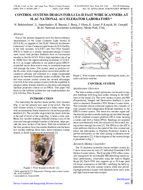 (PDF) Control Systems Design for LCLS-II Fast Wire Scanners at SLAC ...