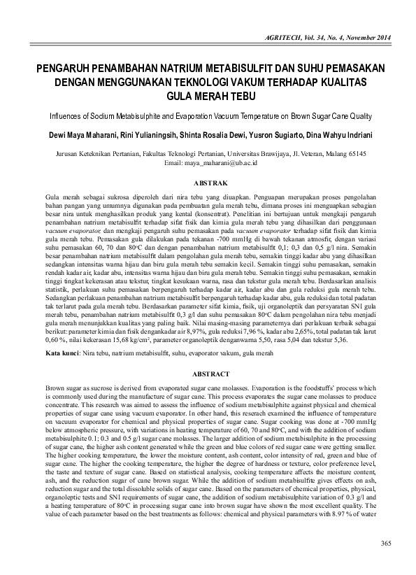 (PDF) Pengaruh Penambahan Natrium Metabisulfit Dan Suhu Pemasakan Dengan Menggunakan Teknologi ...
