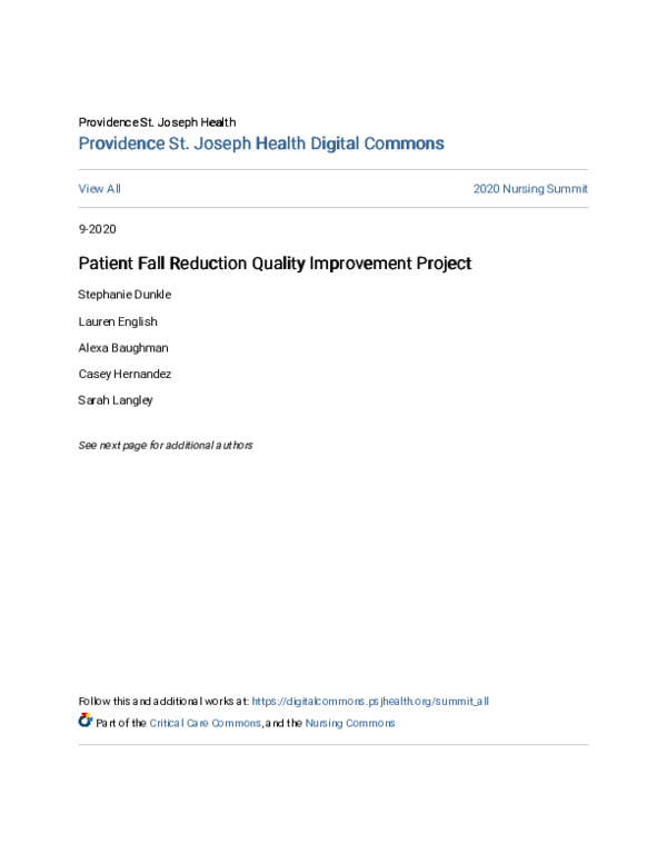 (PDF) Patient Fall Reduction Quality Improvement Project