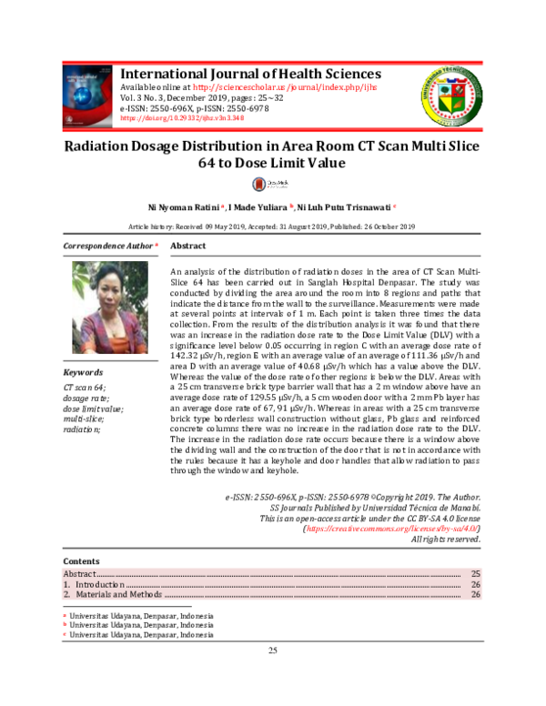 (PDF) Radiation dosage distribution in area room CT scan multi slice 64 ...