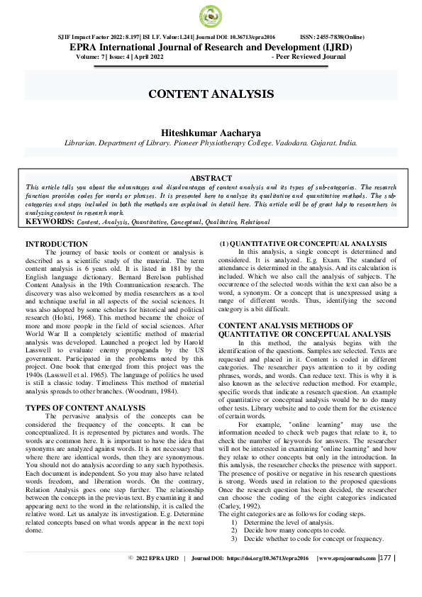 (PDF) CONTENT ANALYSIS