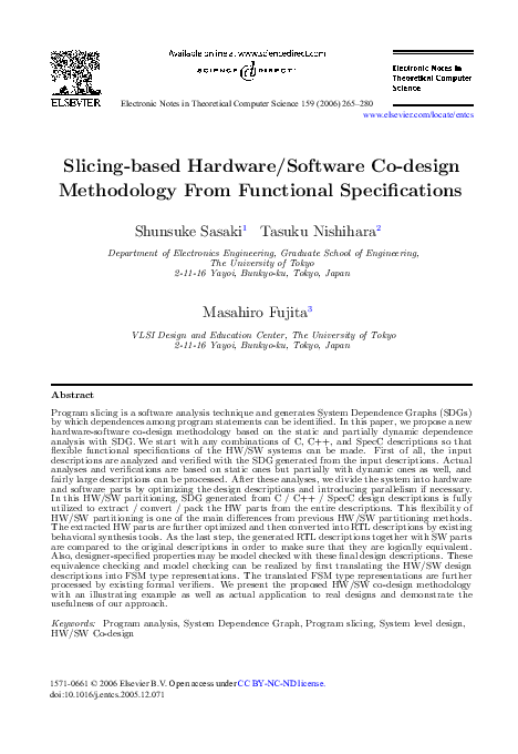 (PDF) Slicing-based Hardware/Software Co-design Methodology From Functional Specifications