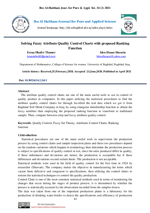 Pdf Solving Fuzzy Attribute Quality Control Charts With Proposed