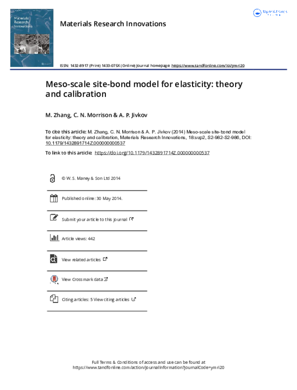 (PDF) Meso-scale site-bond model for elasticity: theory and calibration