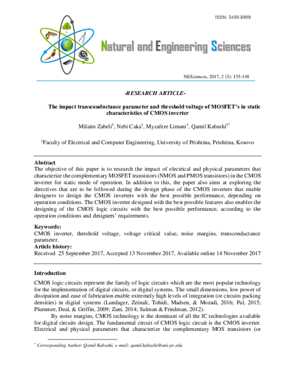 (PDF) The impact transconductance parameter and threshold voltage of ...