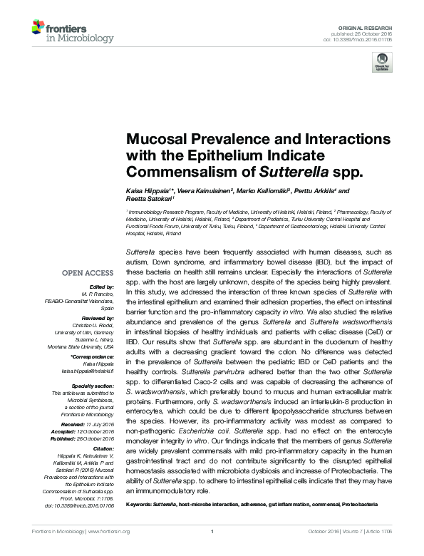 (PDF) Mucosal Prevalence and Interactions with the Epithelium Indicate ...