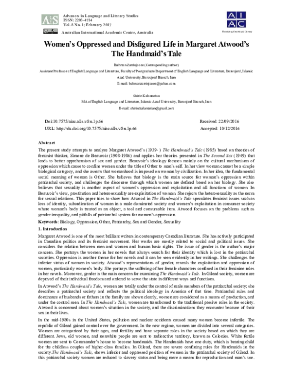 (PDF) Women’s Oppressed and Disfigured Life in Margaret Atwood’s The ...