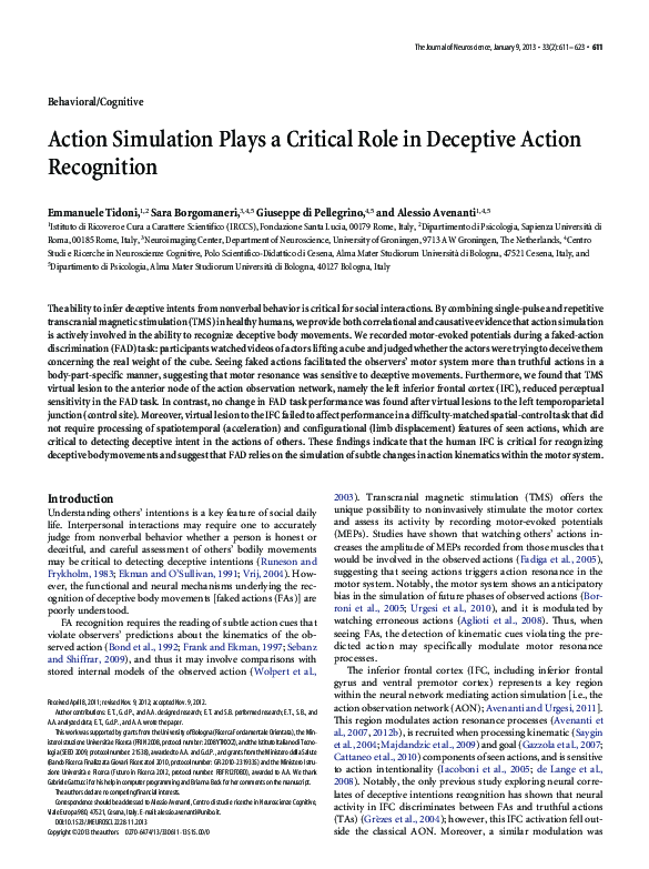 (PDF) Action Simulation Plays a Critical Role in Deceptive Action ...