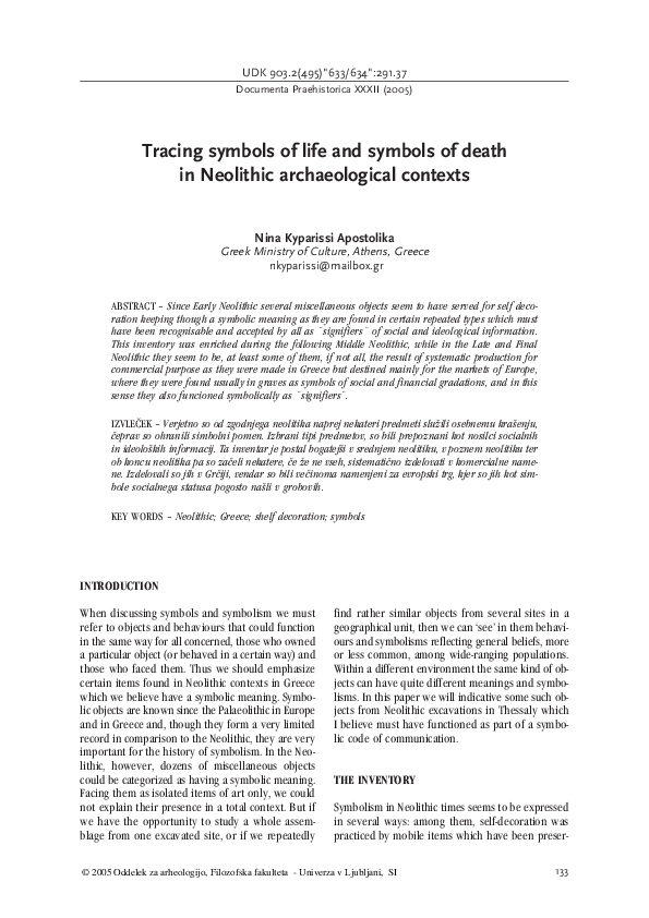 (PDF) Tracing symbols of life and symbols of death in Neolithic ...