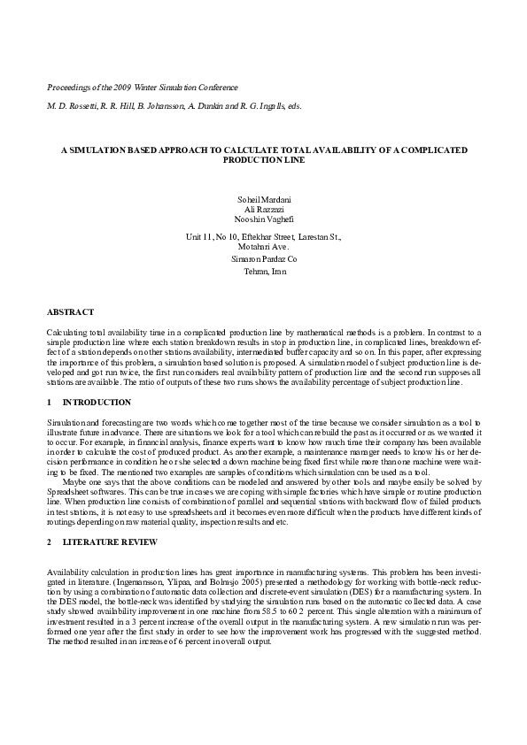 (PDF) A Simulation Based Approach to Calculate Total Availability of a ...