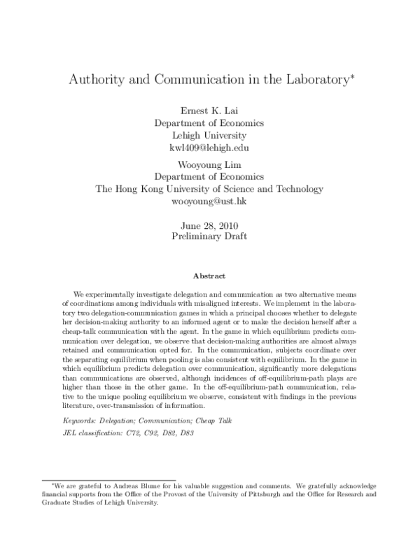 (PDF) Authority and communication in the laboratory
