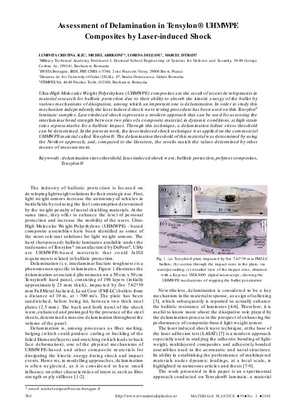 (PDF) Assessment of Delamination in Tensylon UHMWPE Composites by Laser ...