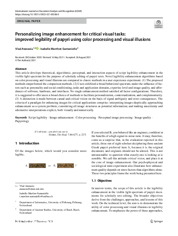 (PDF) Personalizing image enhancement for critical visual tasks: improved legibility of papyri ...