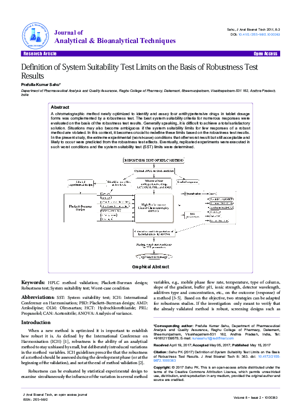 (PDF) Definition of System Suitability Test Limits on the Basis of ...