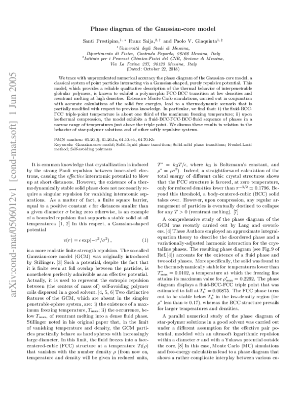 (PDF) Phase diagram of the Gaussian-core model | Santi Prestipino - Academia.edu
