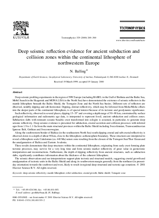 (PDF) Deep seismic reflection evidence for ancient subduction and ...