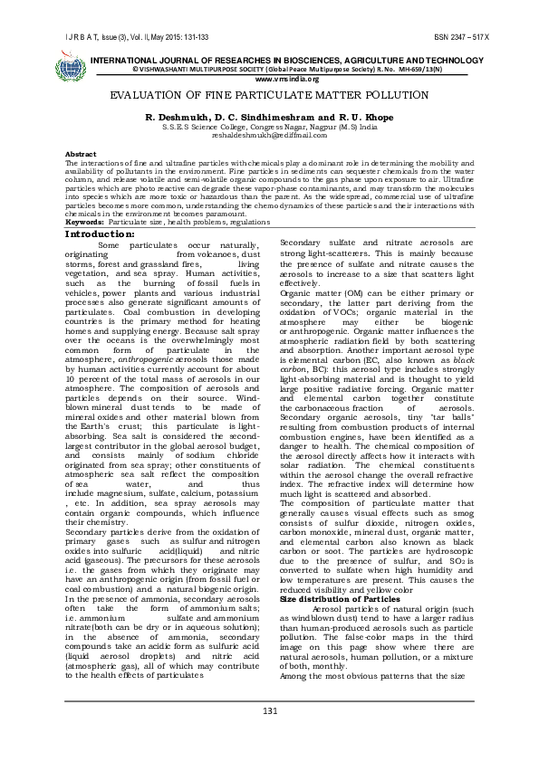 (PDF) Evaluation of Fine Particulate Matter Pollution