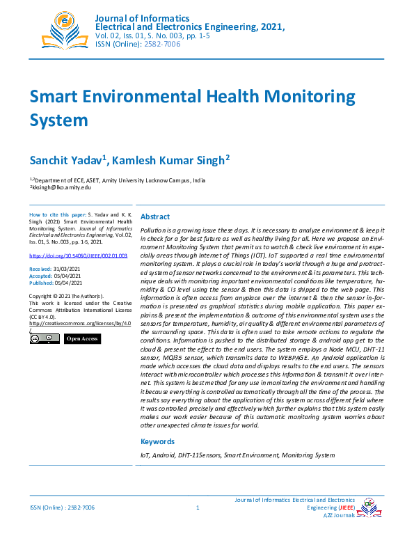 (PDF) Smart Environmental Health Monitoring System