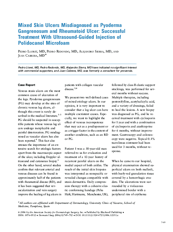 (PDF) Mixed Skin Ulcers Misdiagnosed as Pyoderma Gangrenosum and ...