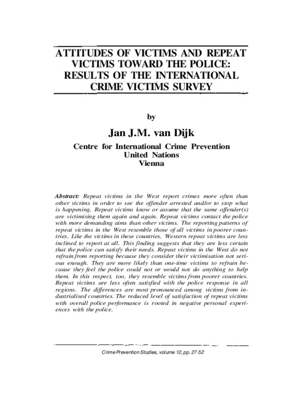 (PDF) ATTITUDES OF VICTIMS AND REPEAT VICTIMS TOWARD THE POLICE ...