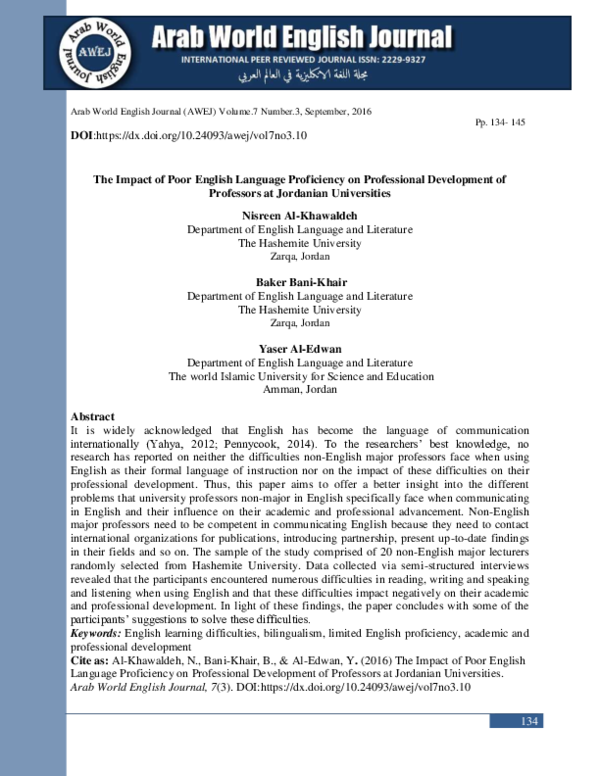 (PDF) The Impact of Poor English Language Proficiency on Professional ...