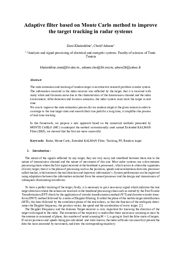 (PDF) Adaptive filter based on Monte Carlo method to improve the target ...