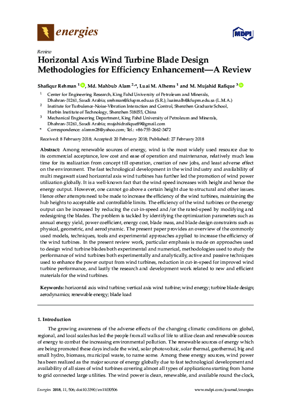 (PDF) Horizontal Axis Wind Turbine Blade Design Methodologies for ...