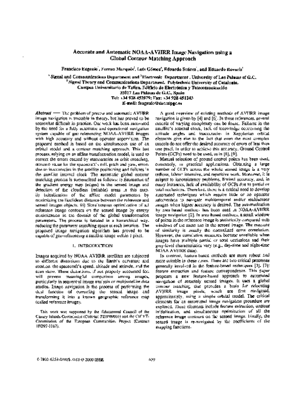 (PDF) Accurate and automatic NOAA-AVHRR image navigation using a global contour matching approach