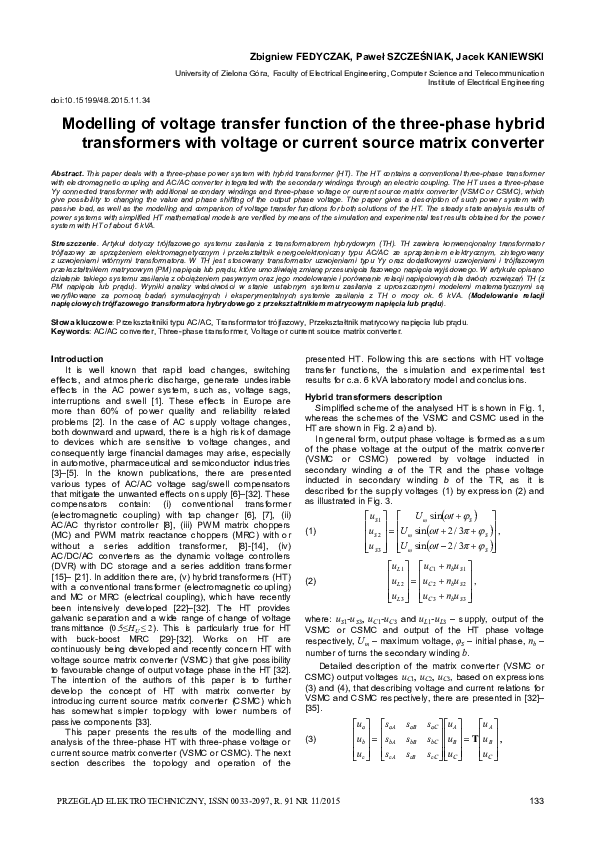 (PDF) Modelling of voltage transfer function of the three-phase hybrid ...