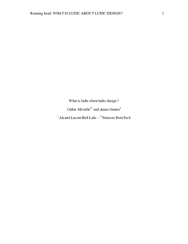 (PDF) What is ludic about ludic design