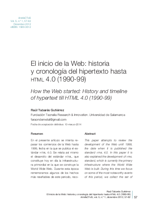 (PDF) How the Web started: History and timeline of hypertext till HTML ...