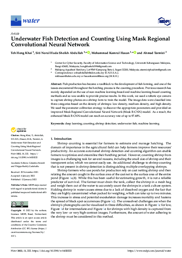 (PDF) Underwater Fish Detection and Counting Using Mask Regional Convolutional Neural Network