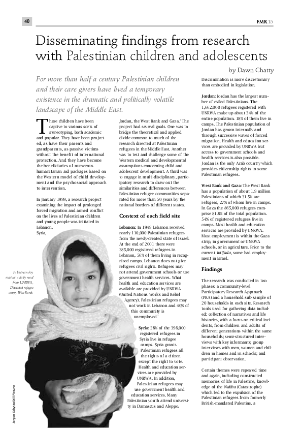 (PDF) Disseminating findings from research with Palestinian children ...
