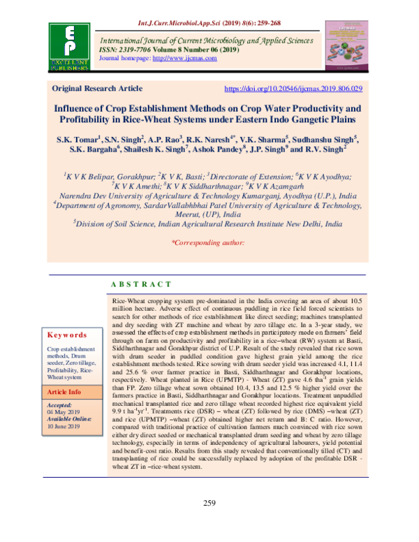 Pdf Effect Of Crop Management Practices On Crop Growth Productivity