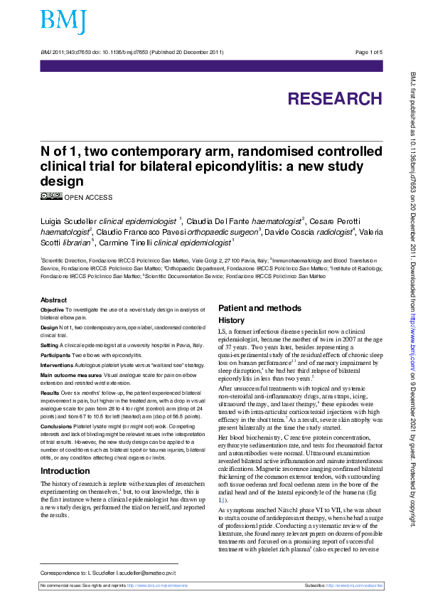 (PDF) N of 1, two contemporary arm, randomised controlled clinical ...