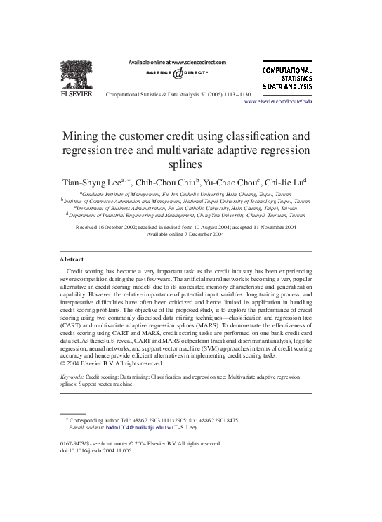 Pdf Mining The Customer Credit Using Classification And Regression Tree And Multivariate
