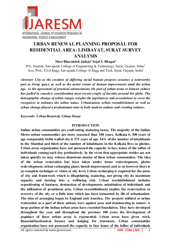 (PDF) Urban Renewal Planning Proposal for Residential Area: Limbayat ...