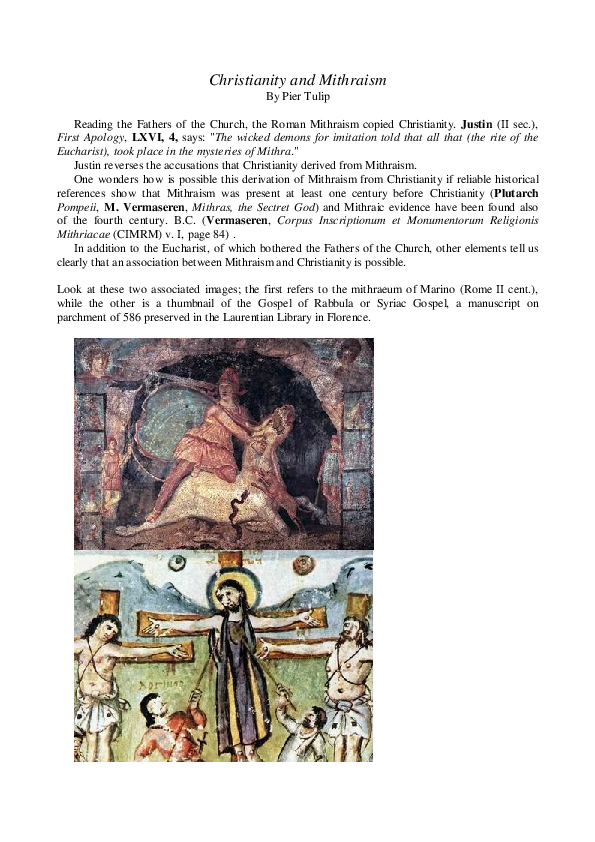 (PDF) Christianity and Mithraism