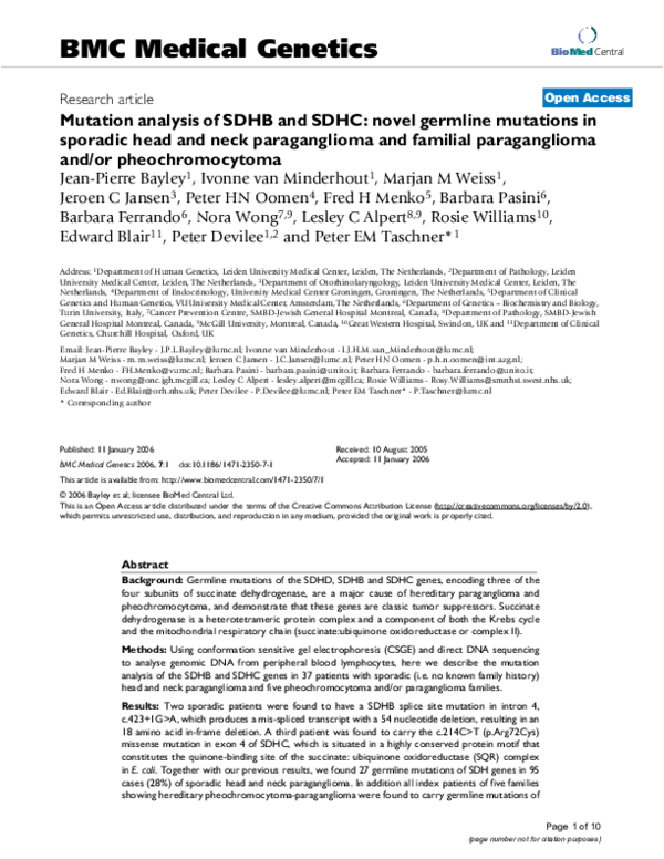 (PDF) BMC Medical Genetics BioMed Central