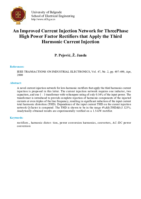 (PDF) An improved current injection network for three-phase high-power ...