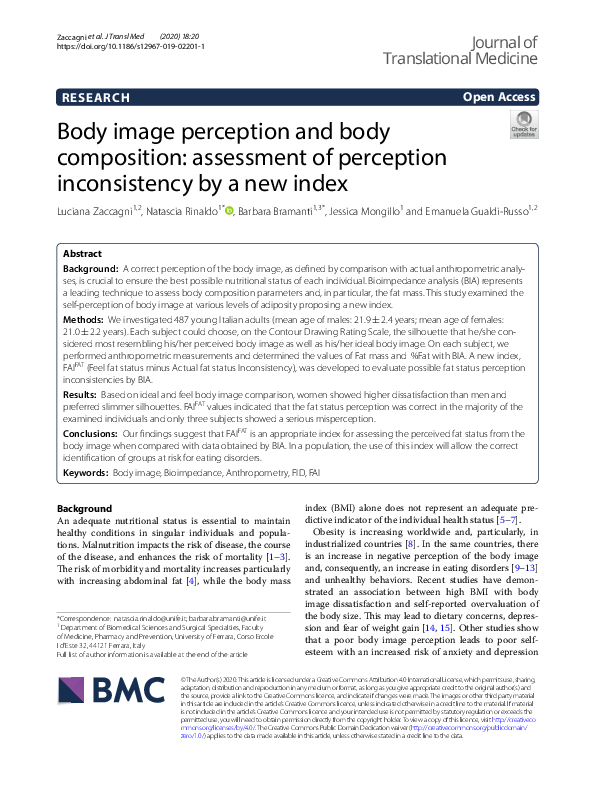 (PDF) Body image perception and body composition: assessment of ...