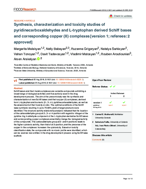(PDF) Synthesis, characterization and toxicity studies of pyridinecarboxaldehydes and L ...