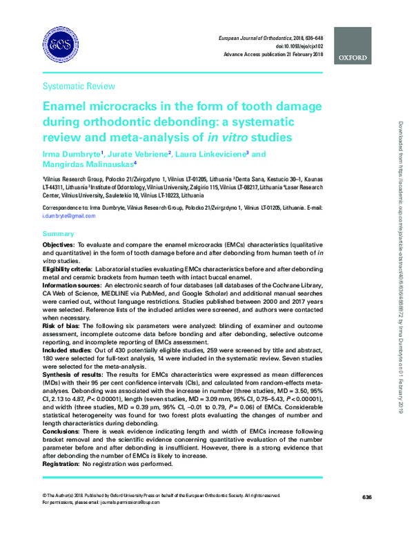 (PDF) Enamel microcracks in the form of tooth damage during orthodontic ...