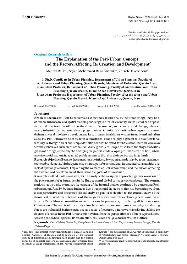 (PDF) The Explanation of the Peri-Urban Concept and the Factors ...