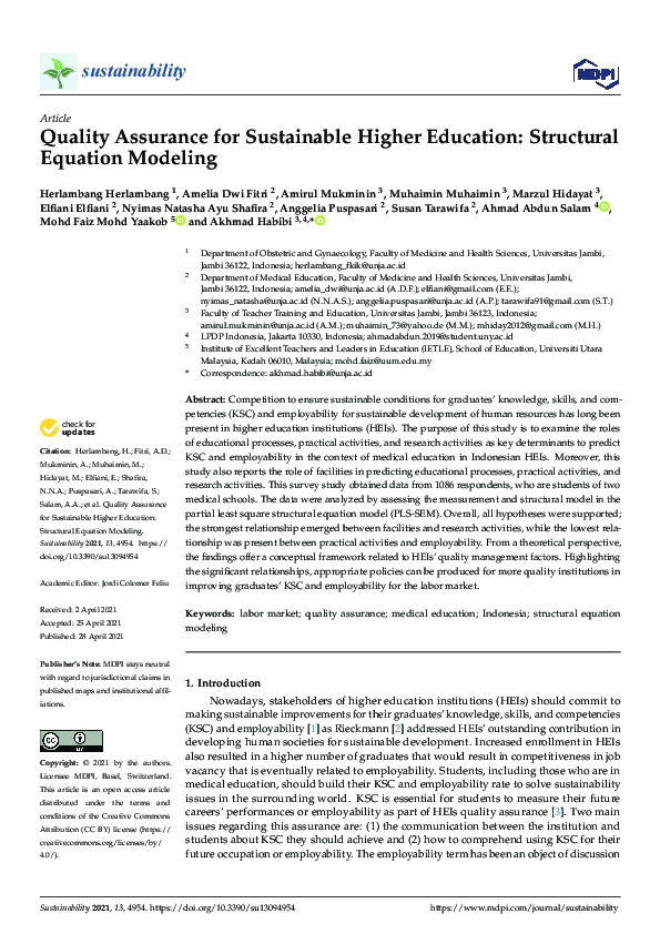 (PDF) Quality Assurance for Sustainable Higher Education: Structural ...