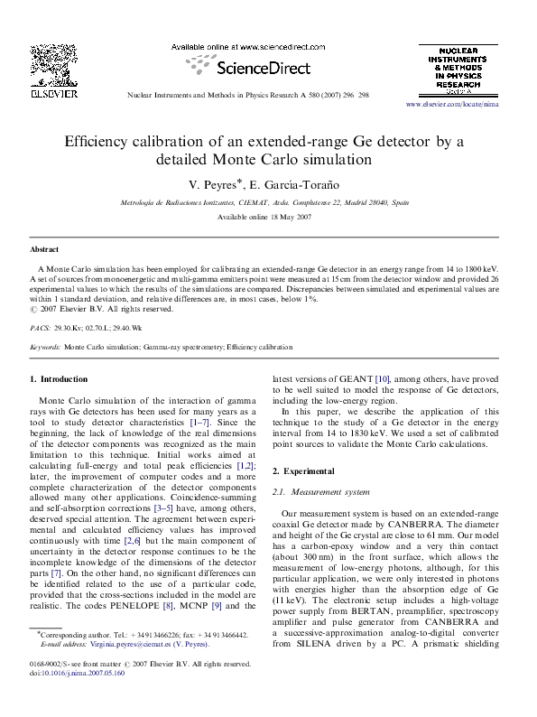 (PDF) Efficiency calibration of an extended-range Ge detector by a ...